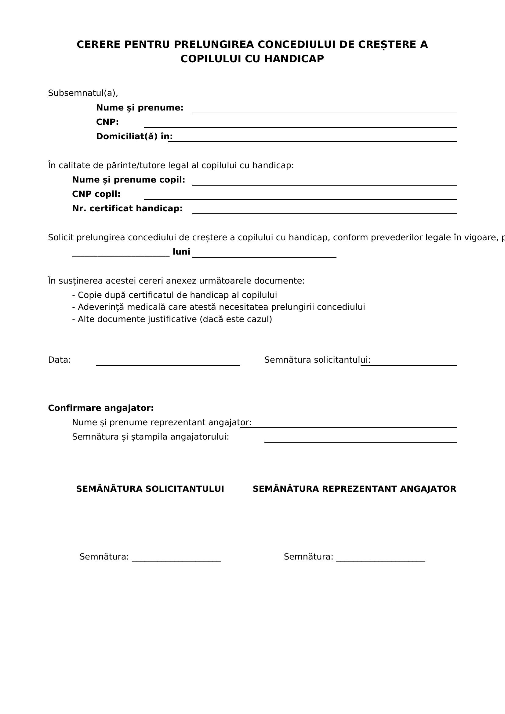 Model Cerere Prelungire Concediu Crestere Copil Cu Handicap