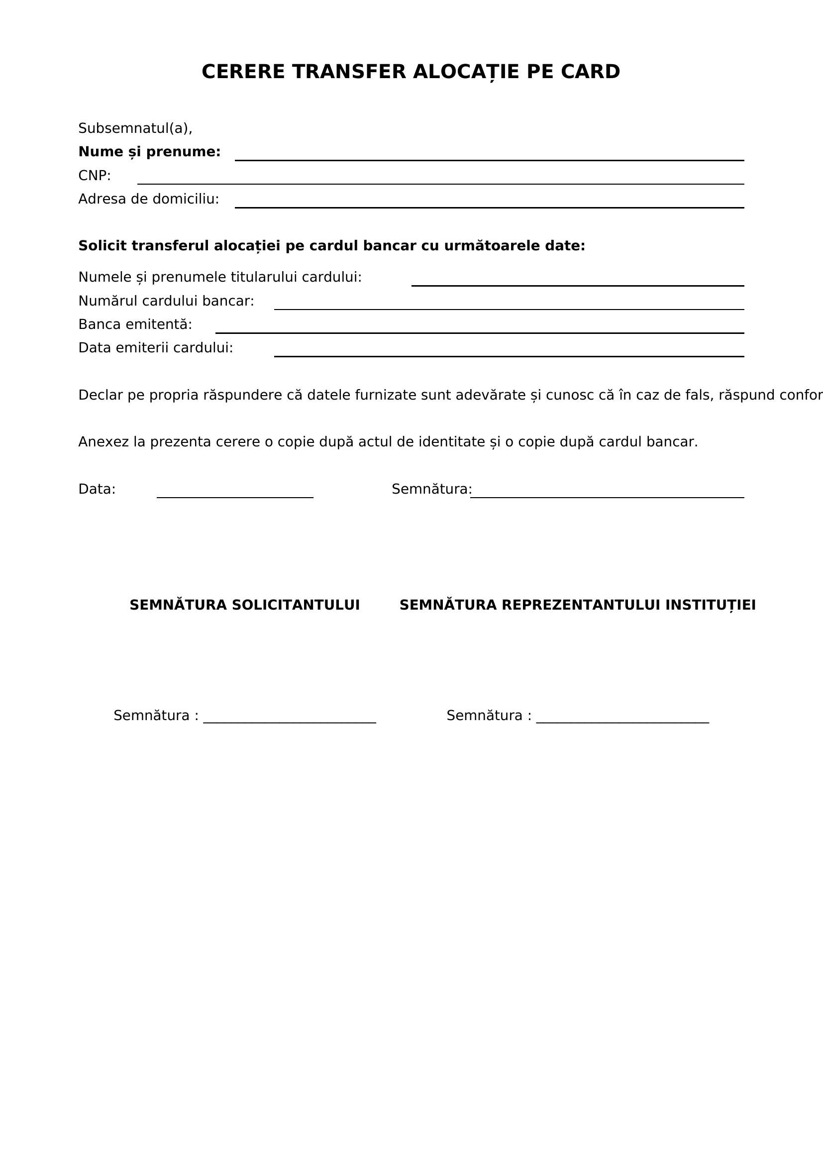Model Cerere Transfer Alocatie Pe Card
